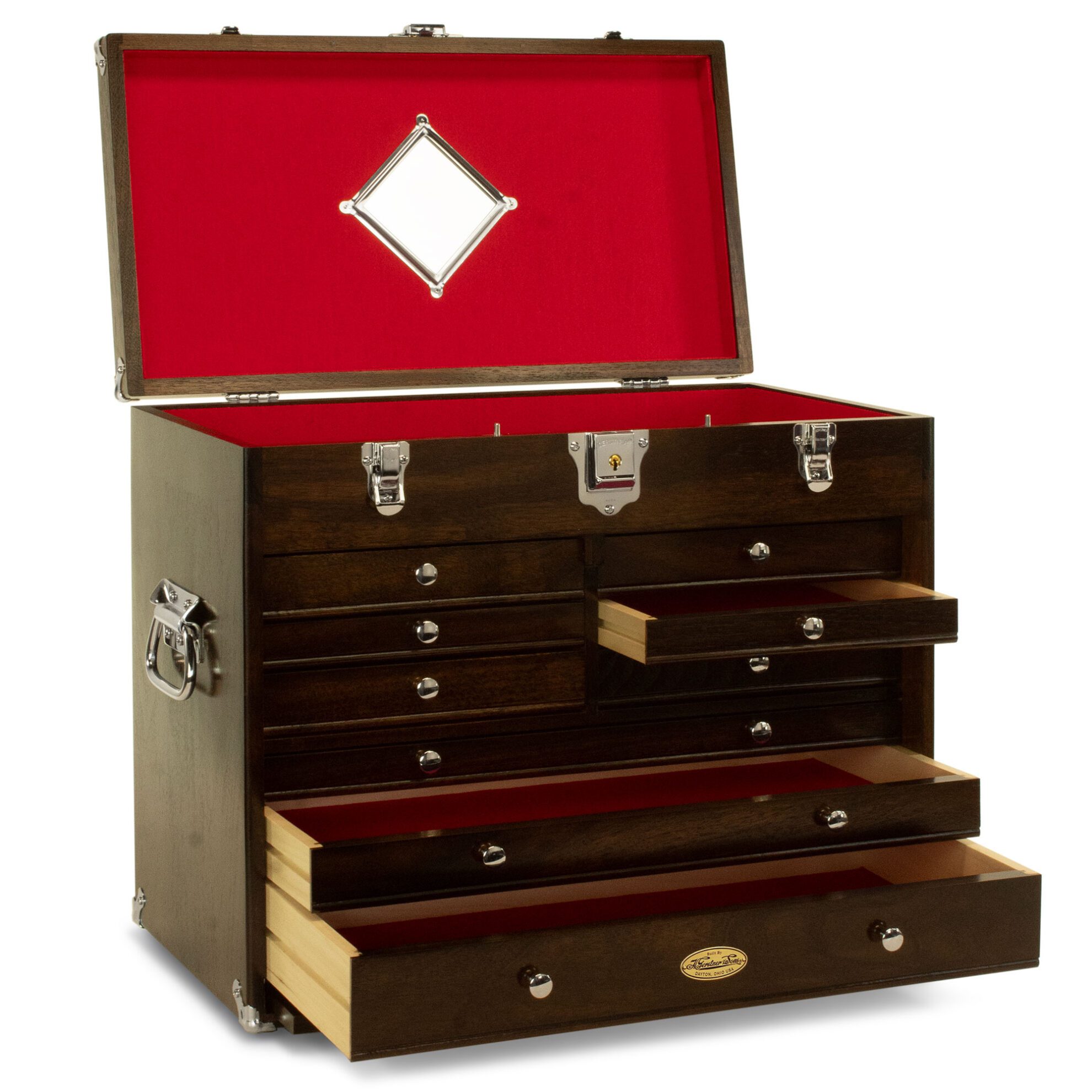 9-Drawer Wooden Collectors Chest – Walnut, Oak & Cherry